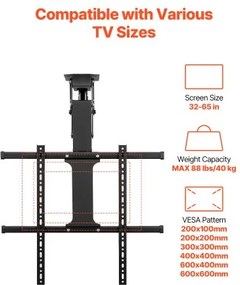Motorizovaný stropní držák TV, Vhodný pro TV do 36 kg VEVOR