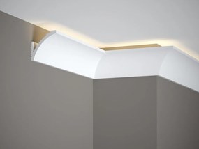 Stropní LED osvětlovací lišta, NEPŘÍMÉ OSVĚTLENÍ, tvrdý plast PolyForce (HD Polymer), základní bílý nátěr (přetíratelný), 67 x 67 x 2000 mm