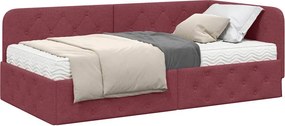 Rohový rám postele Víno Červené 90 x 200 cm textil 3394048