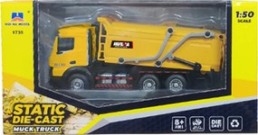 Popelářské auto kovové pohyblivé Huina žluté 1:50