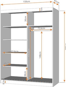 Šatní skříň VICTOR III 150 - dub sonoma/bílá (více variant)