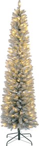HOMCOM Vánoční strom 210 cm, LED světelný řetěz, umělé větve, nehořlavý, kovová základna, zelený