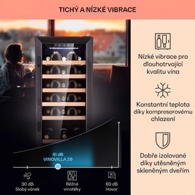Klarstein Vinovilla 29 vestavná vinotéka 81 l / 29 lahví 1 zóna skleněné dveře nerezová ocel