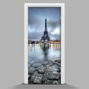 Wallmuralia Samolepící nálepka na dveře Eiffelova věž východ slunce 75x205