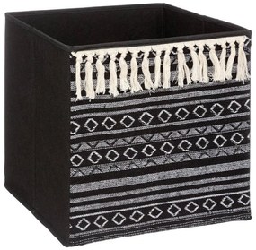Úložný textilní box Tassel 31 cm černý/bílý