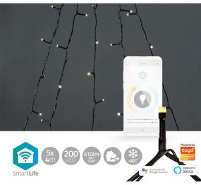 Nedis WIFILXT12W200 - LED Vánoční závěs 200xLED/8 funkcí 5x7m IP65 Wi-Fi Tuya