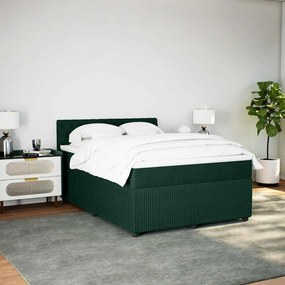 Box spring postel s matrací tmavě zelená 160x200 cm samet 3290091