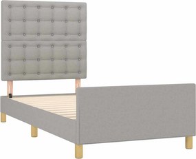 Rám postele s čelem světle šedý 90x200 cm textil 3125349
