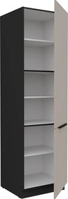 ARIA cb | vysoká skříňka 60 DK-210 2F potravinová s policemi | 60 cm | ANTI FINGERPRINT povrch | černá/béžová