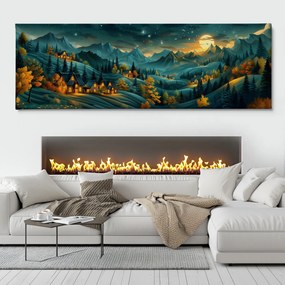 Obraz na plátně - Tajemný úplněk nad Firenzem FeelHappy.cz Velikost obrazu: 60 x 20 cm