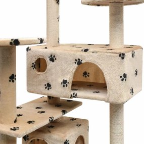 Škrabadlo pro kočky sisalové sloupky 125cm béžová potisk tlapek 170478