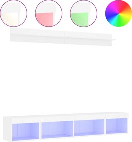 5dílná obývací stěna s LED osvětlením bílá kompozitní dřevo 3216682