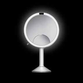 Kosmetické zrcátko Simplehuman Sensor TRIO, LED osvětlení, 1x/5x/10, dobíjecí, bílá nerez