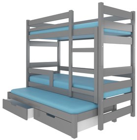Patrová postel pro tři osoby s matracemi KARLO Hlavní barva: Bílá, Další barva: Šedá