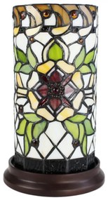 Válcovitá stolní lampa Tiffany s květinou Mailhairer – 15x26 cm