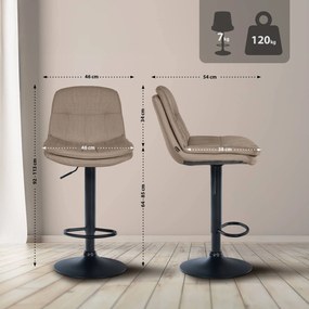 Barová židle Laurel látka černá konstrukce – taupe