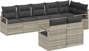 Set pohovek 8 ks Světle šedá polyratan 3346432