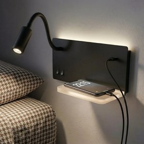 Nástěnné LED svítidlo Shelf, 1x LED 4+5+2w, 4000k, b/w, vypínač