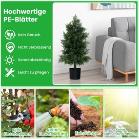 Costway Umělý cedr topiary strom s květináč a slunce odolné listy borovice