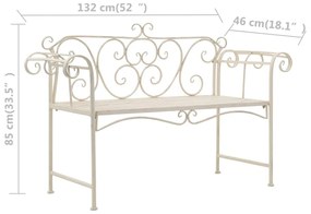 vidaXL Marketos Zahradní lavice 132 cm kovová starožitná bílá