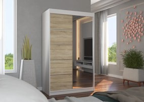Šatní skříň s posuvnými dveřmi Limbo - 120 cm Barva: Bílá/dub Sonoma