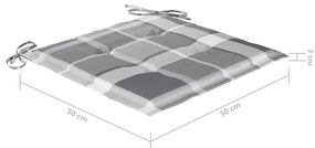 vidaXL Marketos Zahradní židle 2 ks šedé kárované podušky masivní teakové dřevo