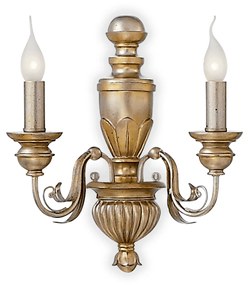 Nástěnné svítidlo Ideal lux 020846 FIRENZE AP2 2xE14 40W antická zlatá Klasická nástěnná svítidla