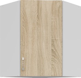 SARA | horní kuchyňská skříňka 58x58 GN-72 1F rohová s policemi | 58,5x58,5 cm | bílá/dub sonoma