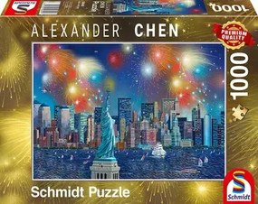 SCHMIDT Puzzle Socha Svobody s ohňostrojem / 1000 dílků / od 12 let