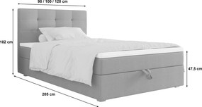 Jednolůžková postel 120x200 STIG 8 s úložným prostorem - šedá