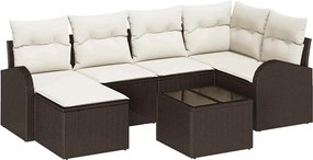 Set pohovek 7 ks Hnědá a bílá polyratan 3354787