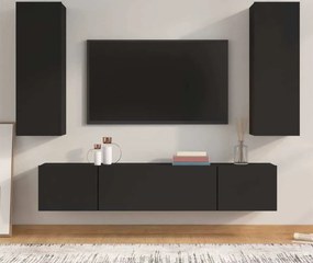 vidaXL 4dílný set TV skříněk kompozitní dřevo [3114205] Barva: Černá