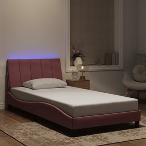 Rám postele s LED osvětlením bez matrace Hanko růžový 100 x 200 cm samet 3213768