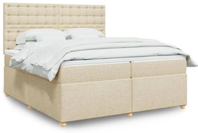 Box spring postel s matrací krémová 200x200 cm textil 3293706