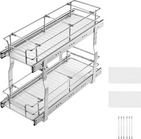 2-vrstvá drátěná výsuvná skříňka pod dřez Organizér 21,6 × 53,3 cm zásuvkový koš