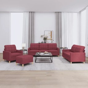 4dílná sedací souprava s poduškami vínová textil 3201256