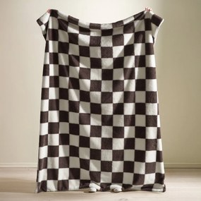 Bílá/tmavě hnědá deka 130x170 cm Cosy Soft Checkerboard – Catherine Lansfield
