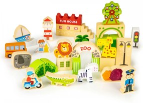 Dřevěné kostky ZOO EcoToys 120 kusů