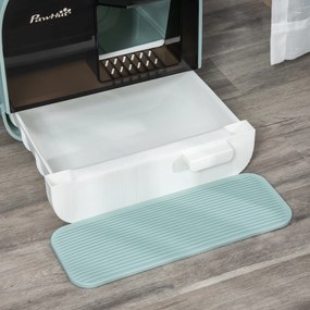 PawHut toaleta s krytem Toaleta pro kočky do 5 kg, s víkem, podložka pro kočky, plast, zelená, 43x44x47cm