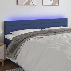 Čelo postele s LED modré 160x5x78/88 cm textil 3121764