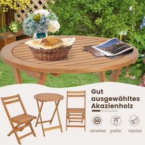 Costway 3 ks. Bistroset aus Holz mit Stabilem Akazienholzrahmen