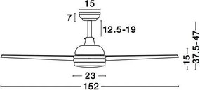 NV 9953198 Stropní ventilátor se světlem FLOW matná bílá ocel a sklo bílá 5ti rychlostní dálkové ovládání 37W LED 3000K - NOVA LUCE