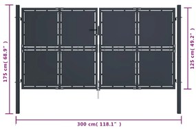 vidaXL Marketos Zahradní brána ocelová 300 x 125 cm antracitová