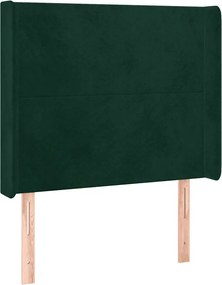 Box spring postel s matrací a LED tmavě zelená 100x200 cm samet 3139430