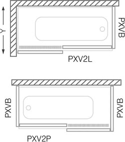Roth PXV2P/1700 vanová zástěna s posuvnými dveřmi 170 x 150 cm 451-170000L-00-02 pravá brillant / transparent