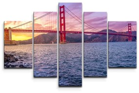 Sablio Obraz - 5-dílný Golden Gate 5 - 125x90 cm