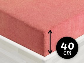 Froté napínací prostěradlo na extra vysokou matraci FR-001 Korálové 80 x 200 - výška 40 cm