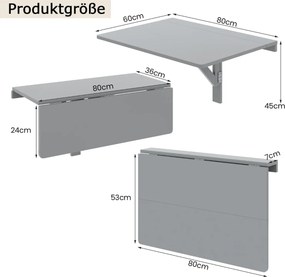 Costway Nástěnný skládací stůl Prostorově úsporný kuchyňský stůl