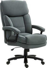 HOMCOM Kancelářská Židle, Ergonomická Psaní Židle s Houpací Funkcí, Látka Podobná Lnu, Výškově Nastavitelná PC Židle s Otočnou Funkcí, Silné Polstrová