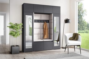 Eka Předsíňová stěna s čalouněnými panely Trinity 32 - Grafit / Krémová bílá 2301
